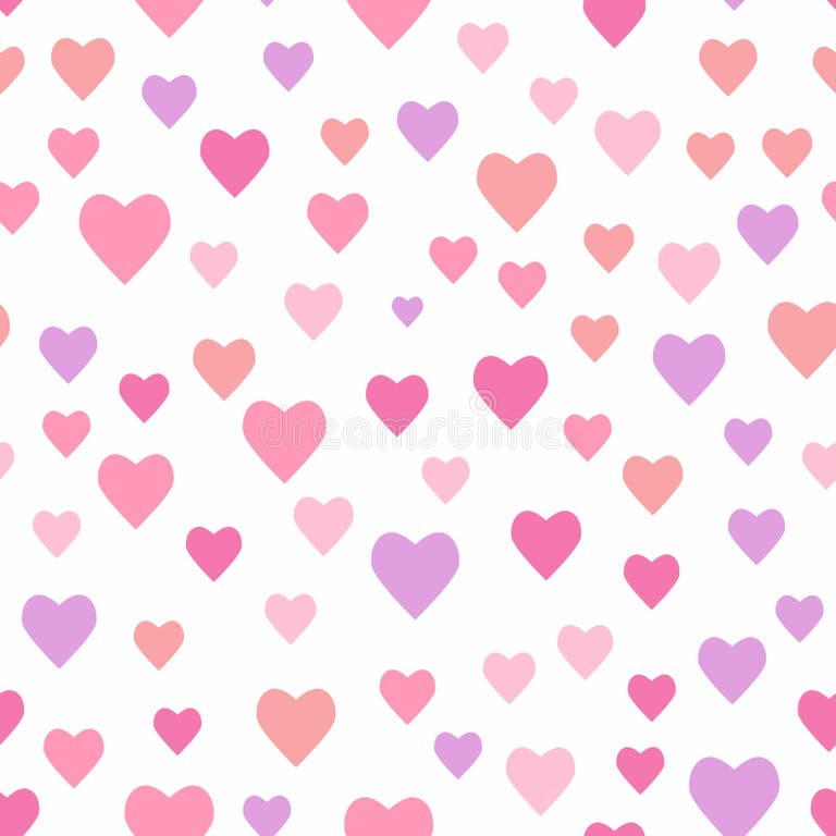 Seamless Romantic Pattern with Randomly Scattered Hearts. Vector ...