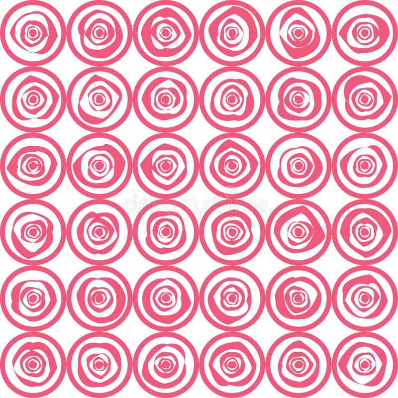 Seamless Rose Pattern in Circular Pink Color Frame Stock Vector ...