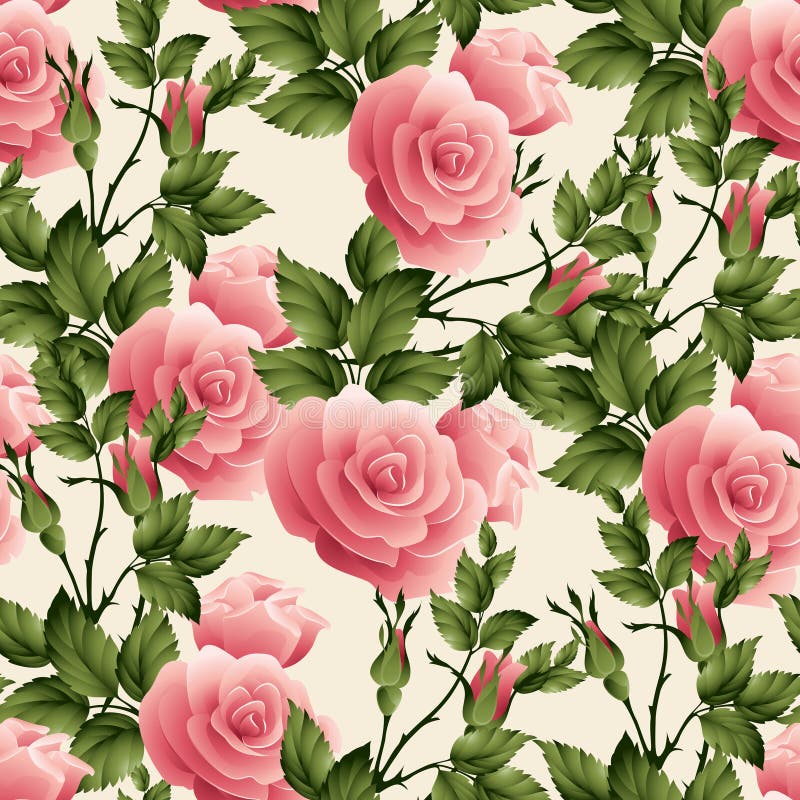 Seamless Rose Pattern. Vector Illustration Stock Vector - Illustration ...
