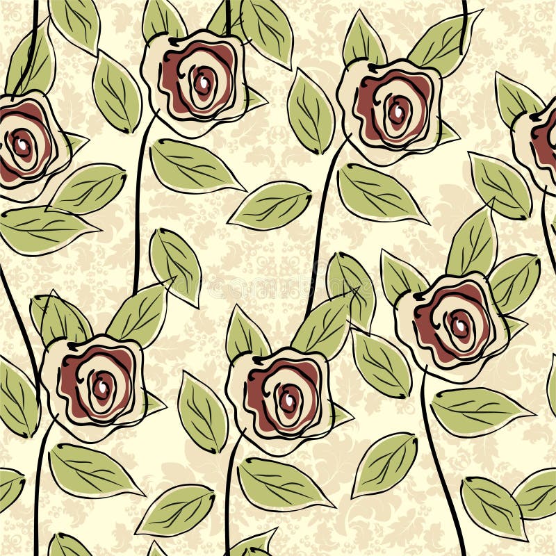 Seamless roses pattern stock vector. Illustration of design - 135424022
