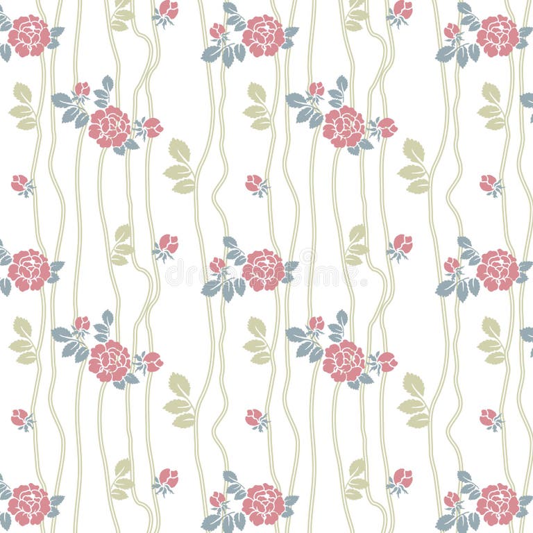 Seamless Roses Pattern with Lines Stock Vector - Illustration of ...
