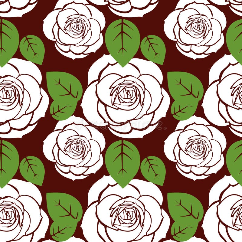 Cartoon Roses, Vector Seamless Pattern Stock Vector - Illustration of ...