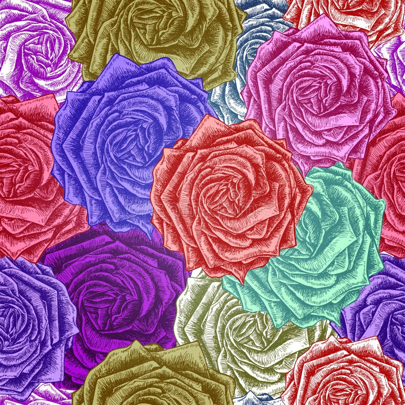 Seamless Roses Pattern. Vector Colorful, EPS10 Stock Vector ...
