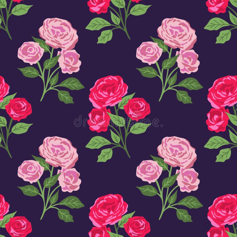 Seamless roses pattern stock vector. Illustration of pink - 230791930