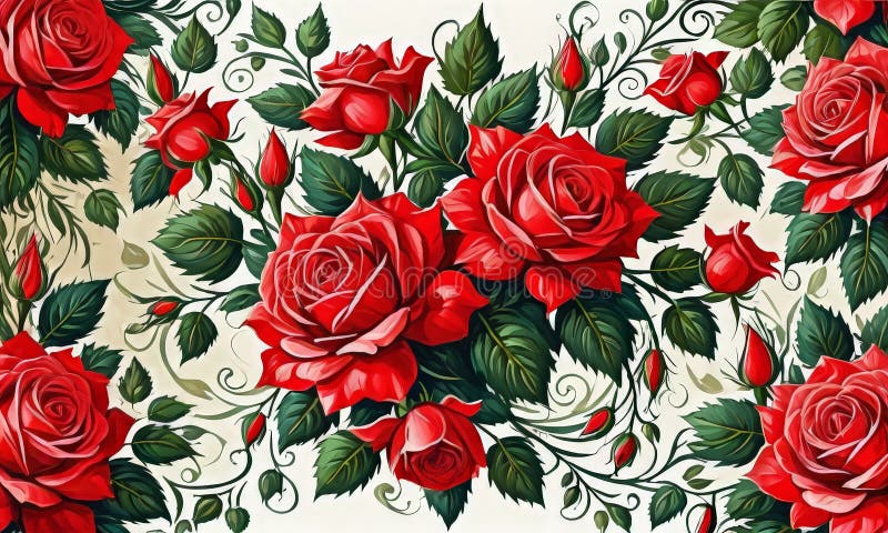 Seamless Roses Pattern Vector Stock Illustration - Illustration of rose ...