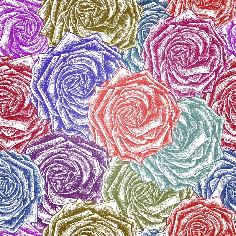 Seamless Roses Pattern. Vector, EPS10 Stock Vector - Illustration of ...