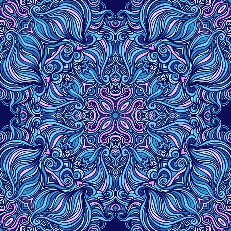 Seamless Round Dark Blue Pattern. Stock Illustration - Illustration of ...