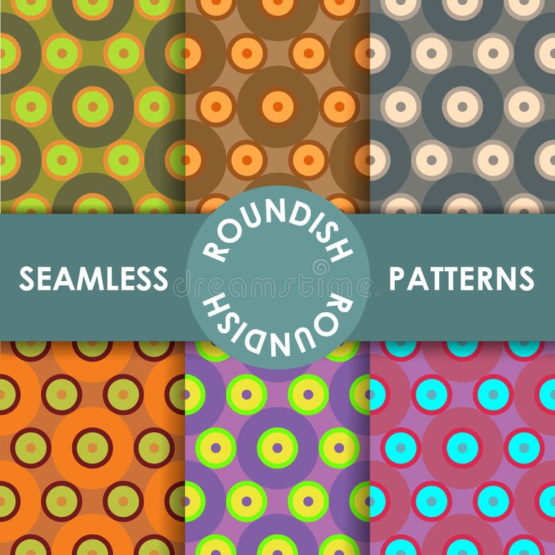 Seamless Roundish Patterns Set Stock Vector - Illustration of abstract ...