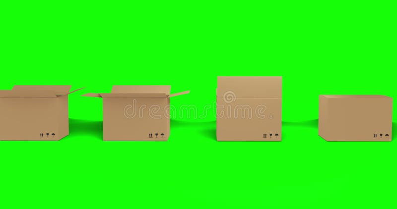 Cardboard Boxes on Green Screen Stock Video - Video of alpha, storage ...