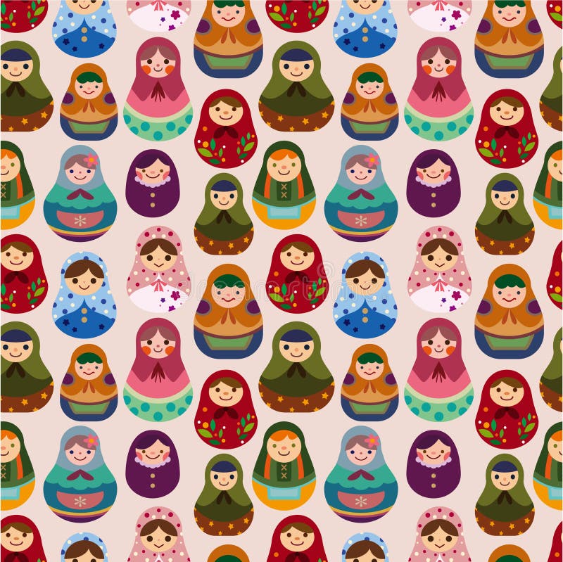 Matryoshka Dolls - Seamless Pattern of Russian Ne Stock Vector ...
