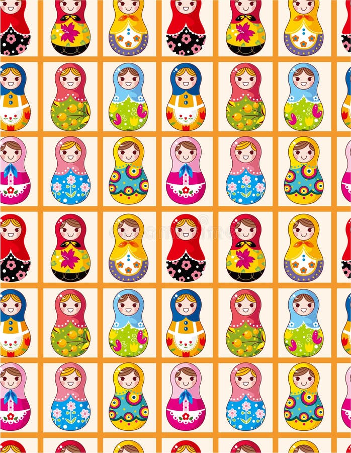 Seamless Russian Dolls Pattern Stock Vector - Illustration of folk ...