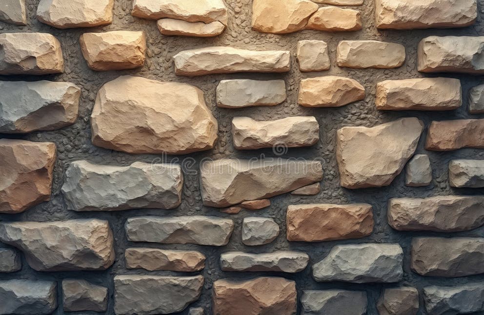 Seamless Rustic Stone Wall Texture. Grey, Beige, Brown Rough Stone ...