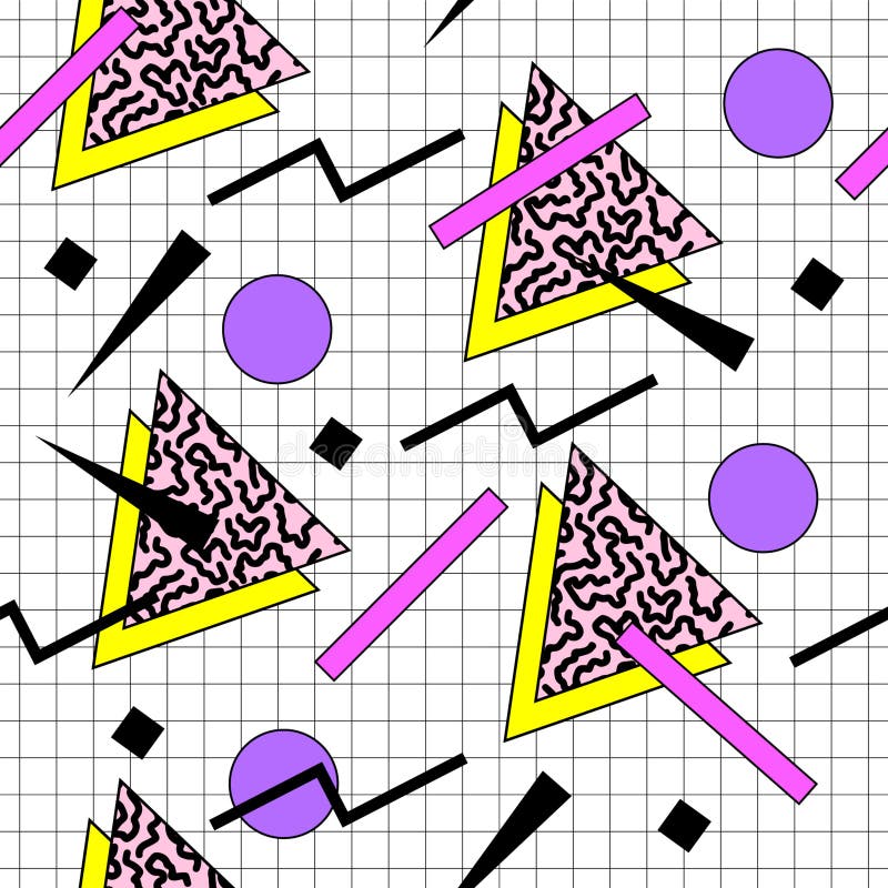 Seamless 90s Pattern. Graphic in Retro Style. Vintage Aesthetics ...