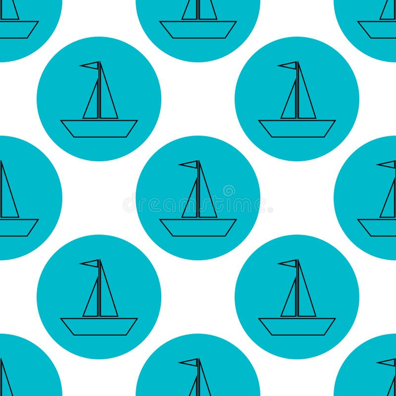 Seamless Sailing Ships on Blue Circle Pattern Vector Illustration Stock ...