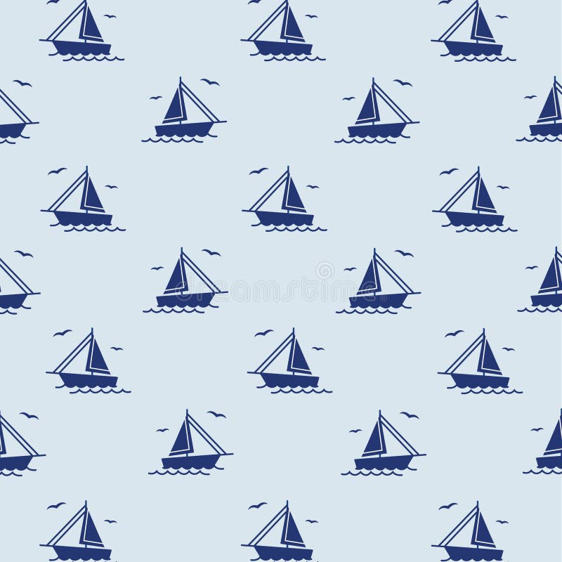 A Seamless Sailing Ships Pattern Illustration. Stock Vector ...