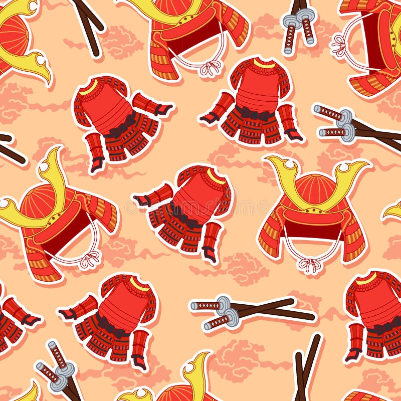 Seamless Samurai Armor Pattern. Stock Vector - Illustration of buckle ...
