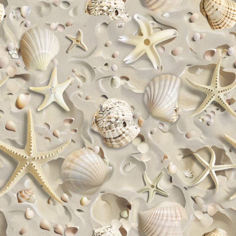 Seamless Sand Dollar and Shell Beach Texture Stock Illustration ...