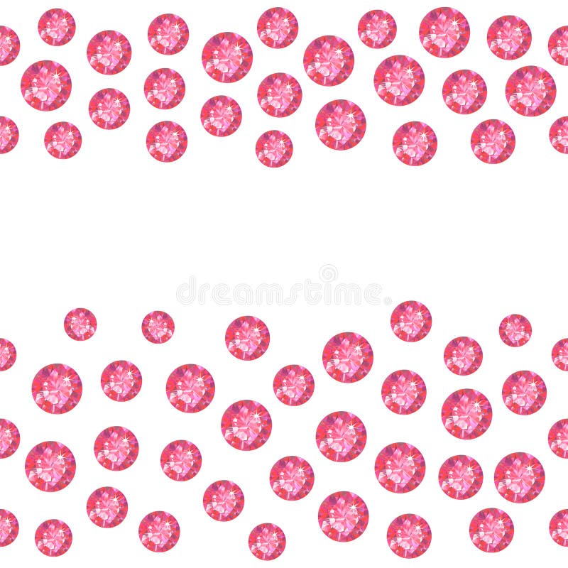 Seamless Scattered Borders of Gems, Rhinestones Stock Vector ...