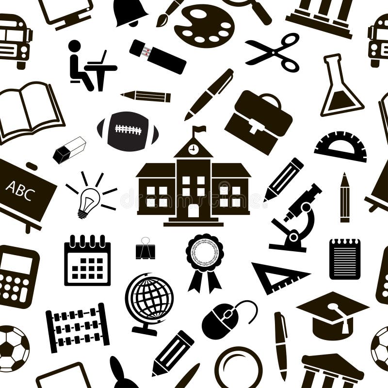 Set of School Icons on White Background. Vector Illustration. Stock ...