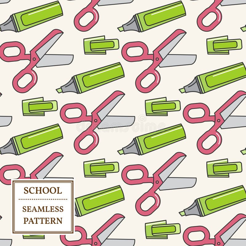 School Supplies Seamless Pattern. Stock Vector - Illustration of design ...
