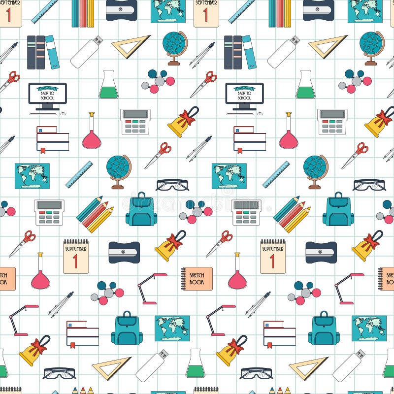 Seamless School Pattern. Back To School. Flat Design Stock Vector ...
