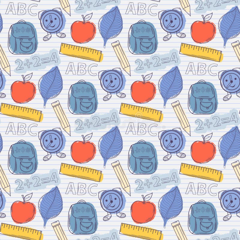 School pattern stock vector. Illustration of pencil, scribble - 46154793