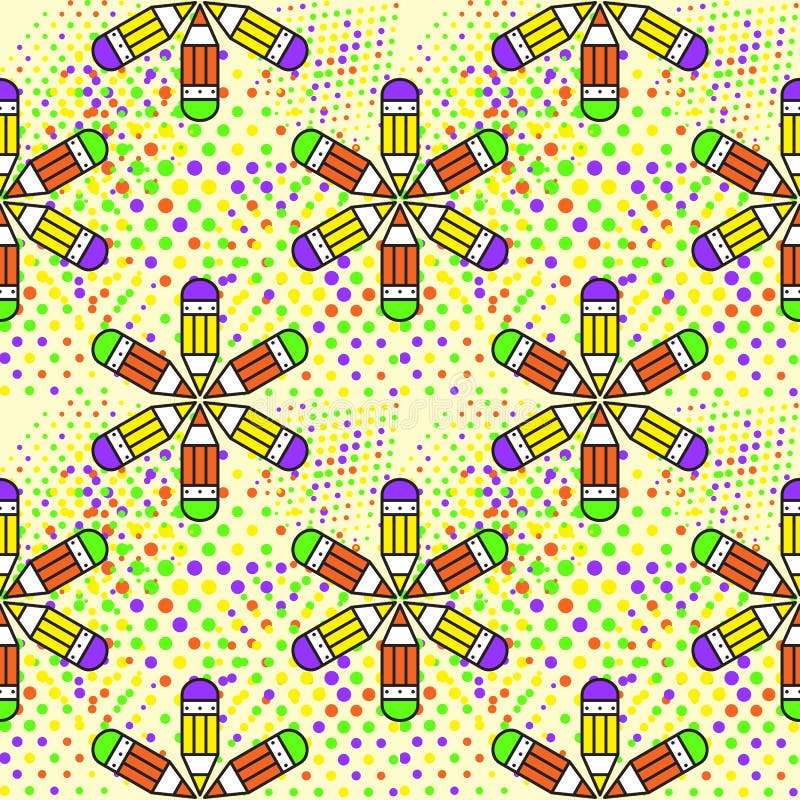 Seamless School Pattern with Pencils Stock Vector - Illustration of ...