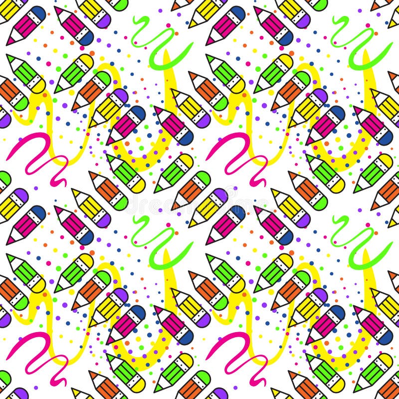 Seamless School Pattern with Pencils Stock Vector - Illustration of ...