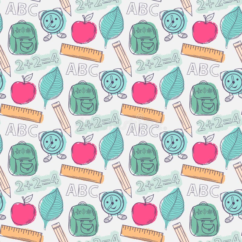 Seamless School Pattern with Varios Elements on Stock Vector ...