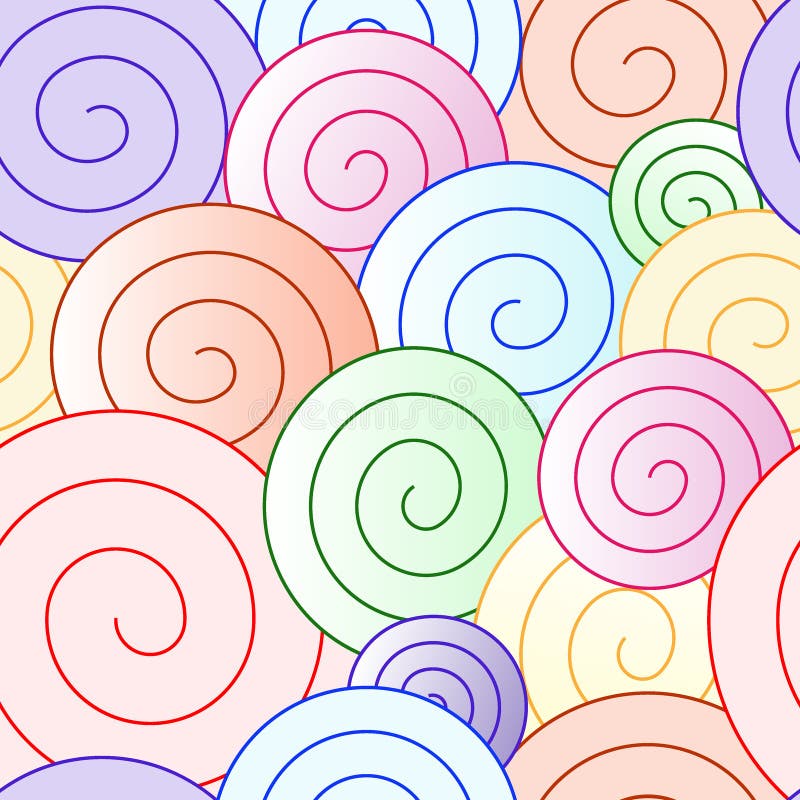 Spiral Shape Cartoon Color Seamless Pattern Stock Vector - Illustration ...