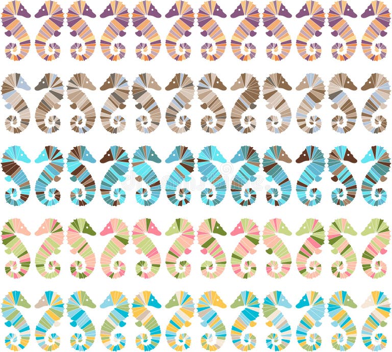 Seamless Sea Horse Borders - Vector Illustration Stock Vector ...