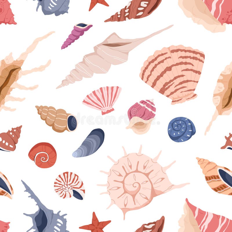 Seashells Seamless Repeating Pattern Stock Illustrations – 219 ...
