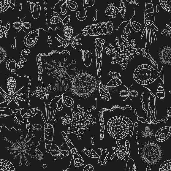 Seamless Sea Plankton Pattern Stock Vector - Illustration of repetition ...