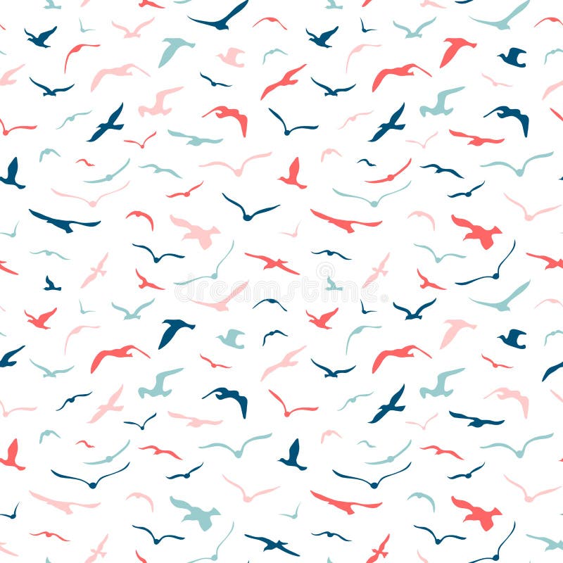 Seamless Flying Birds. Vector Seamless Pattern. Background with Seagulls Stock Vector ...