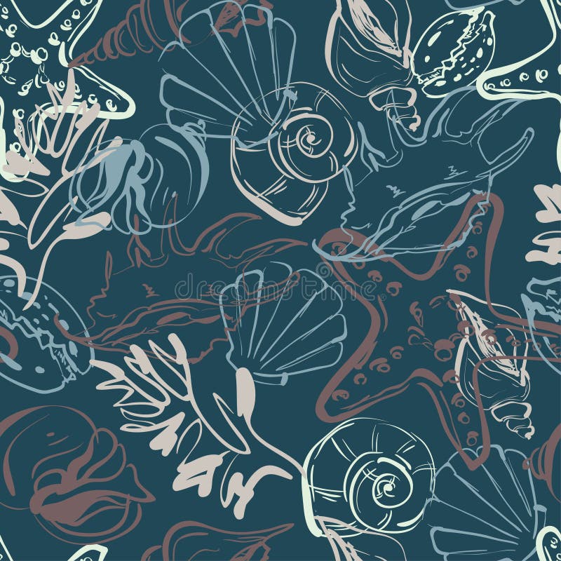 Seamless Seashell Background Stock Vector - Illustration of backdrop ...