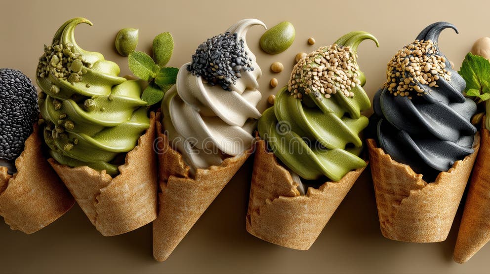 Seamless Hyper-realistic Ice Cream and Fruit Pattern Series Stock ...