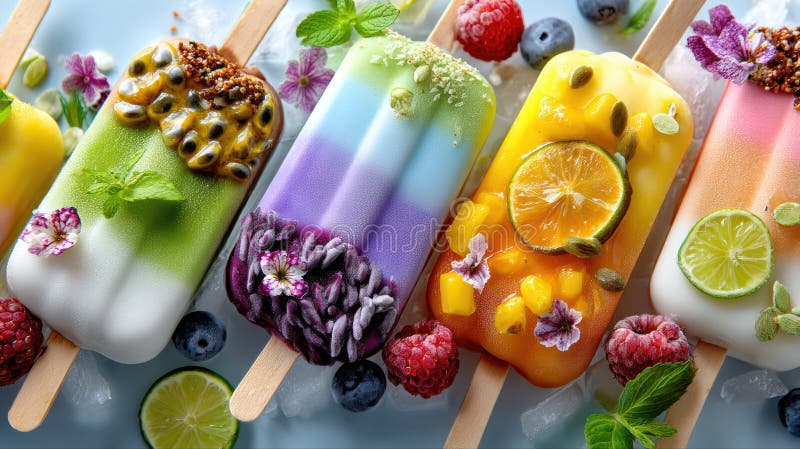 Seamless Hyper-realistic Ice Cream and Fruit Pattern Series Stock ...