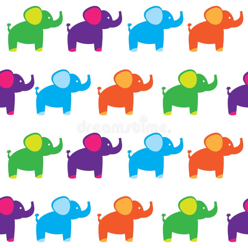 Multi-colored Elephants Seamless Pattern Stock Vector - Illustration of ...