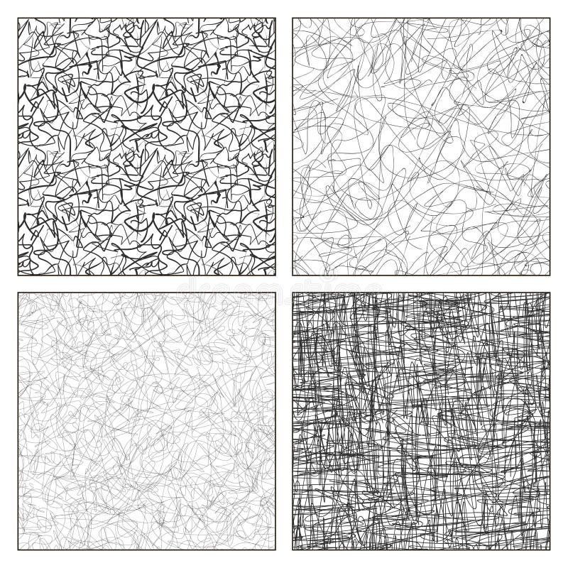 Seamless Set of Scribble Patterns. Stock Vector - Illustration of ...