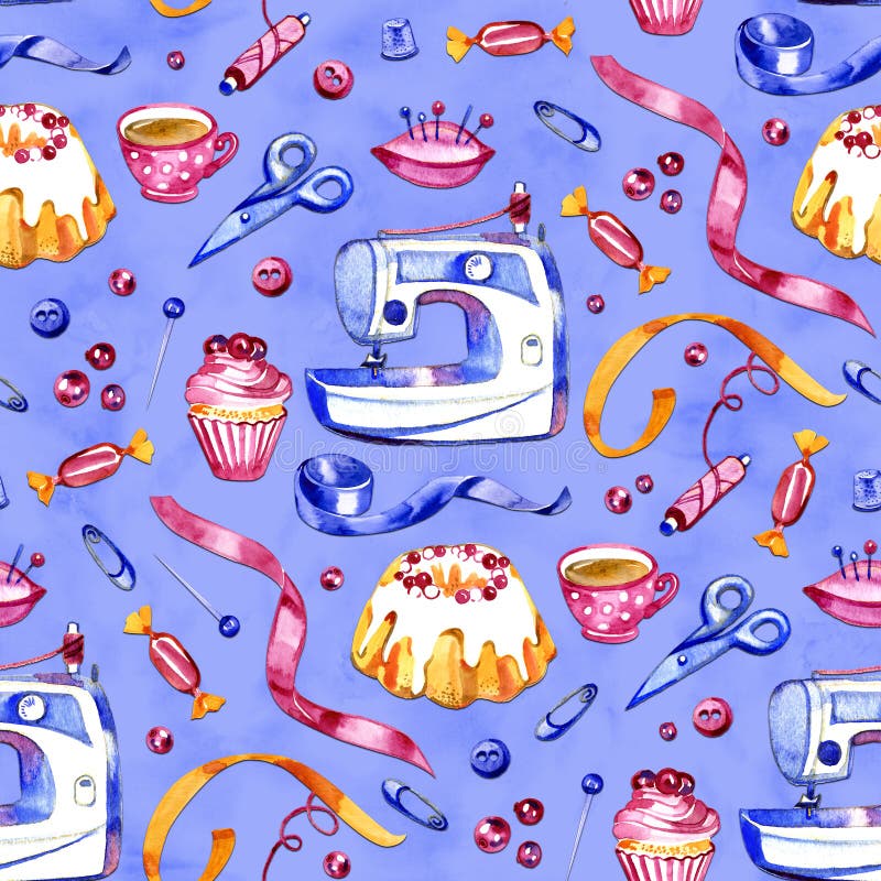 Handmade. Accessories To Sewing and an Embroidery. Scissors. Hand Drawn ...