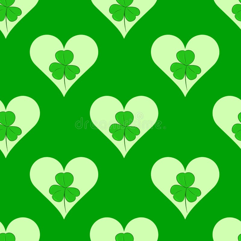 Seamless Shamrock in Hearts Stock Vector - Illustration of drawing ...