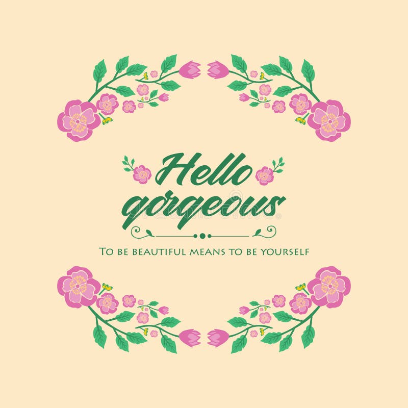 Seamless Shape of Leaf and Flower Frame, for Hello Gorgeous Invitation ...