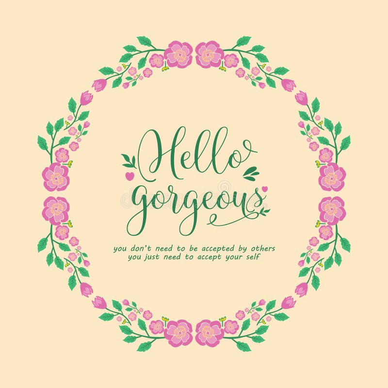 Seamless Shape of Leaf and Flower Frame, for Hello Gorgeous Invitation ...