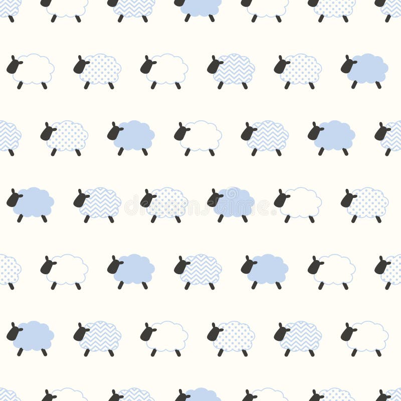 Seamless Sheep Cartoon Pattern Stock Vector - Illustration of lamb ...
