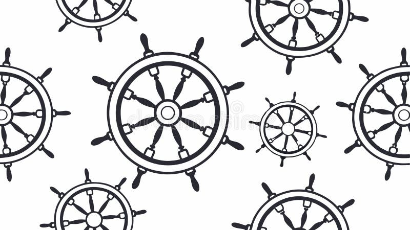 Seamless Ship Wheel Nautical Pattern, Direction, Vector Design ...