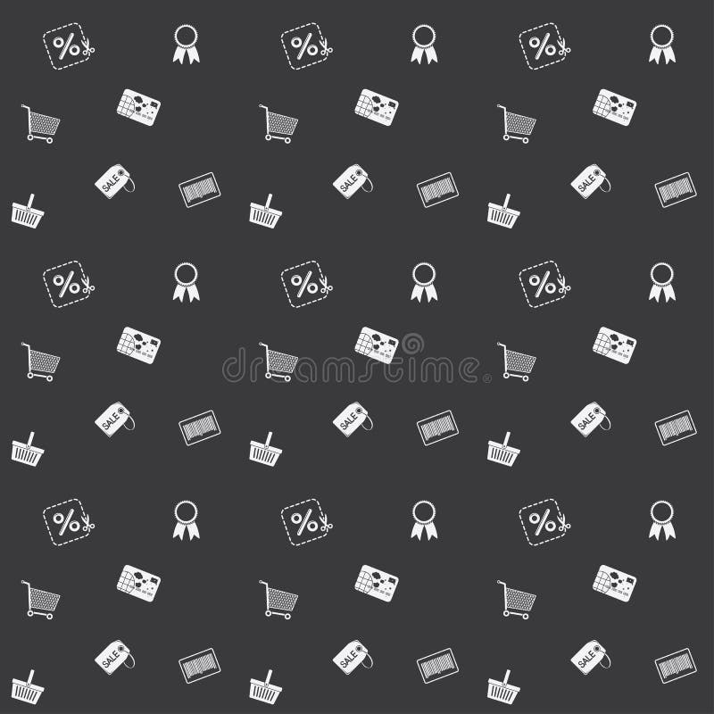 Seamless Shopping Icons Pattern on White Background Stock Illustration ...