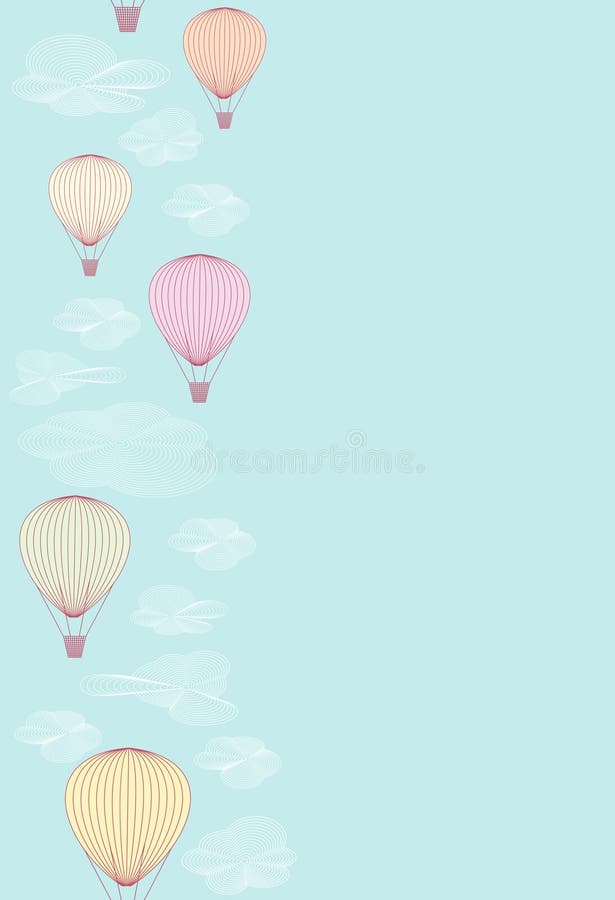 Seamless Side Border Made of Balloons Flying in Th Stock Vector ...