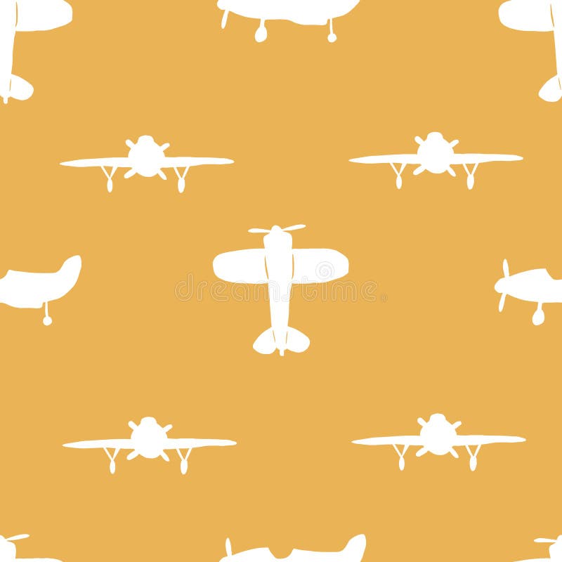 Seamless Silhouette Airplane Pattern. Vector Repeat Pattern. White and ...