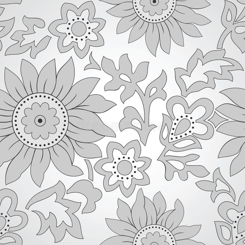 Seamless Silver Floral Background Stock Vector - Illustration of ornate ...