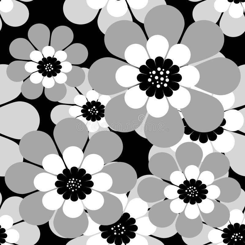 Seamless Simple Cartoon Pattern with Flowers Stock Illustration ...